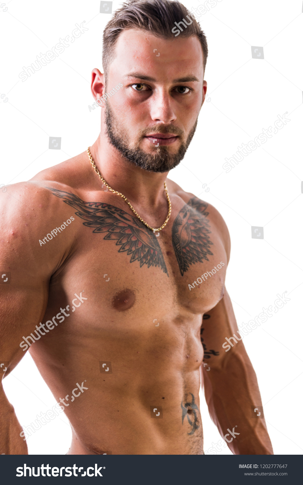 Стоковая фотография 1202777647: Handsome Shirtless Muscular Man ... Стоковая фотография 1202777647: Handsome Shirtless Muscular Man ...
