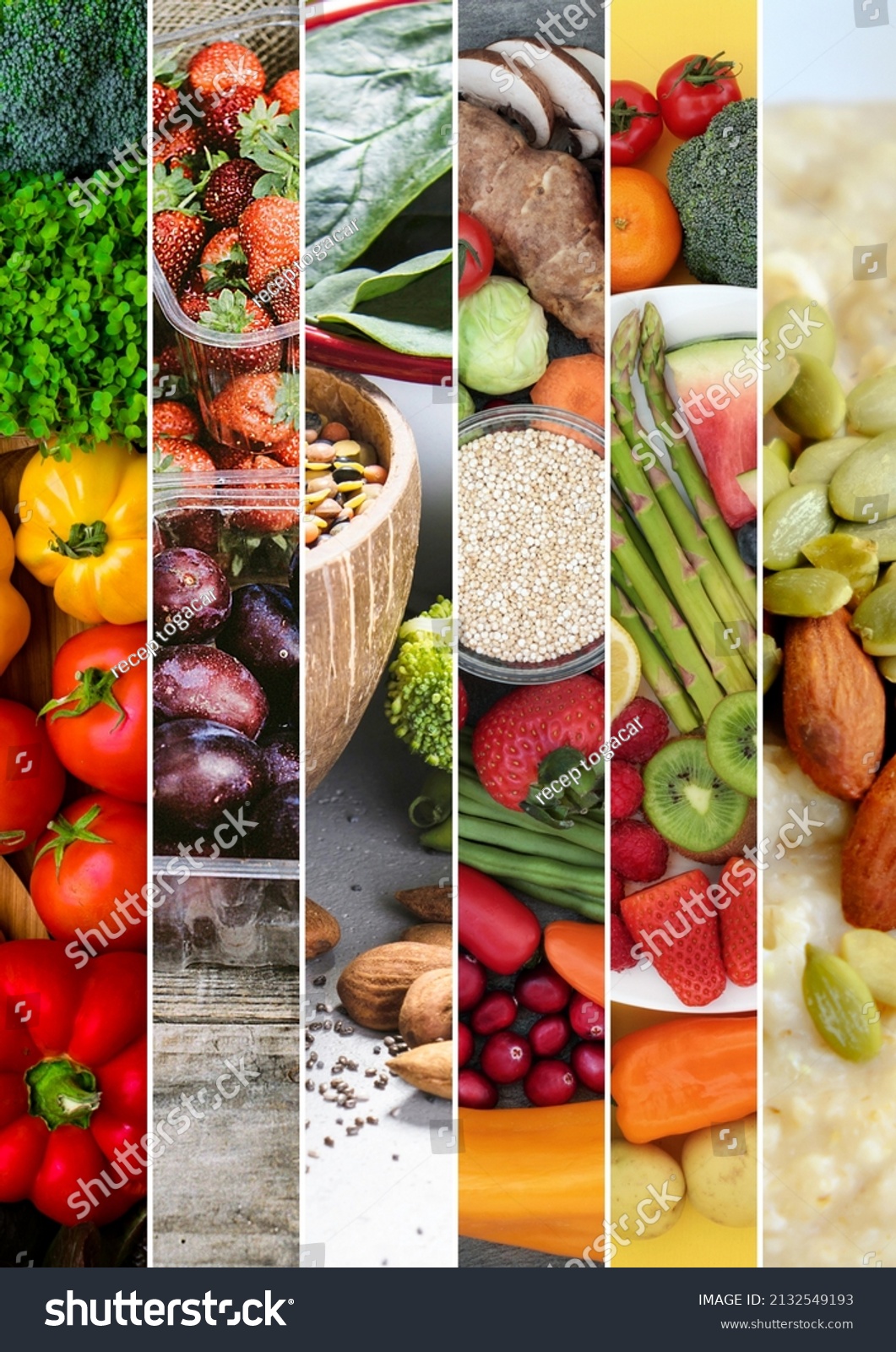 Healthy Eating Poster Organic Fruits Vegetables Stock Photo 2132549193 ...
