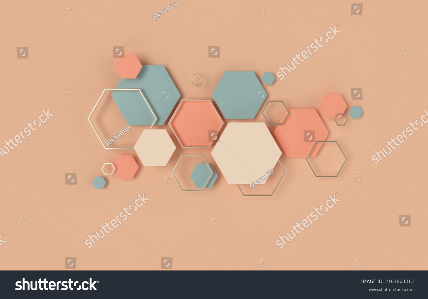 Hexagonal Abstract Background Depth Field Effect Stock Illustration