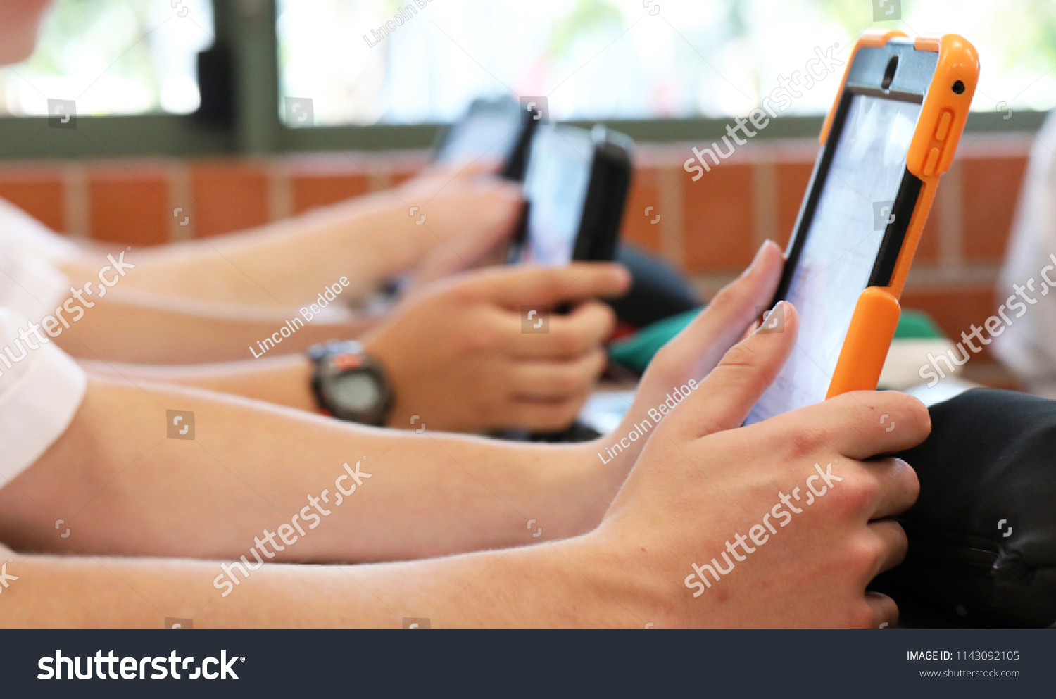 High School Student Using Electronic Device Stock Photo 1143092105 ...