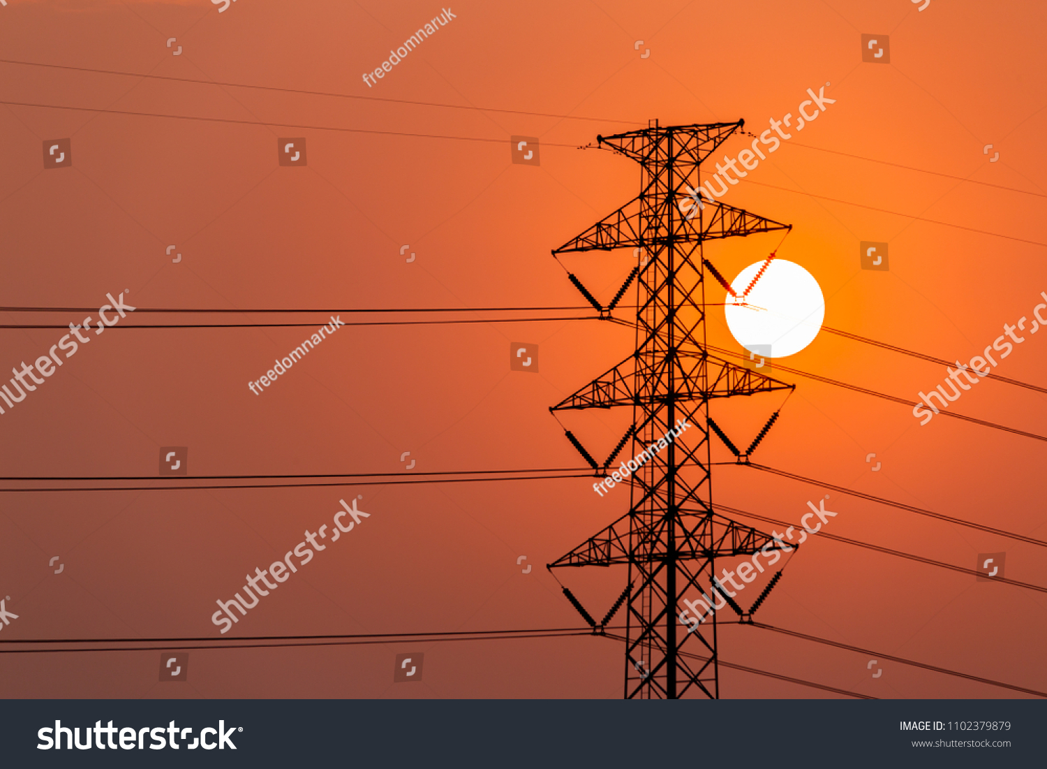 High Voltage Electrical Pole Structure Stock Photo 1102379879 ...