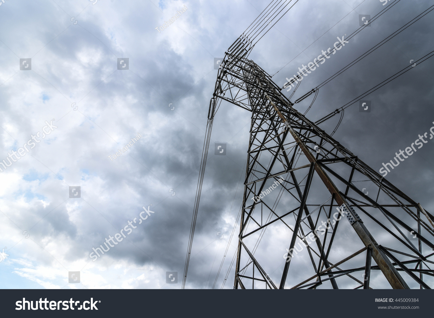 Highvoltage Tower Cloud Rain Stock Photo 445009384 | Shutterstock