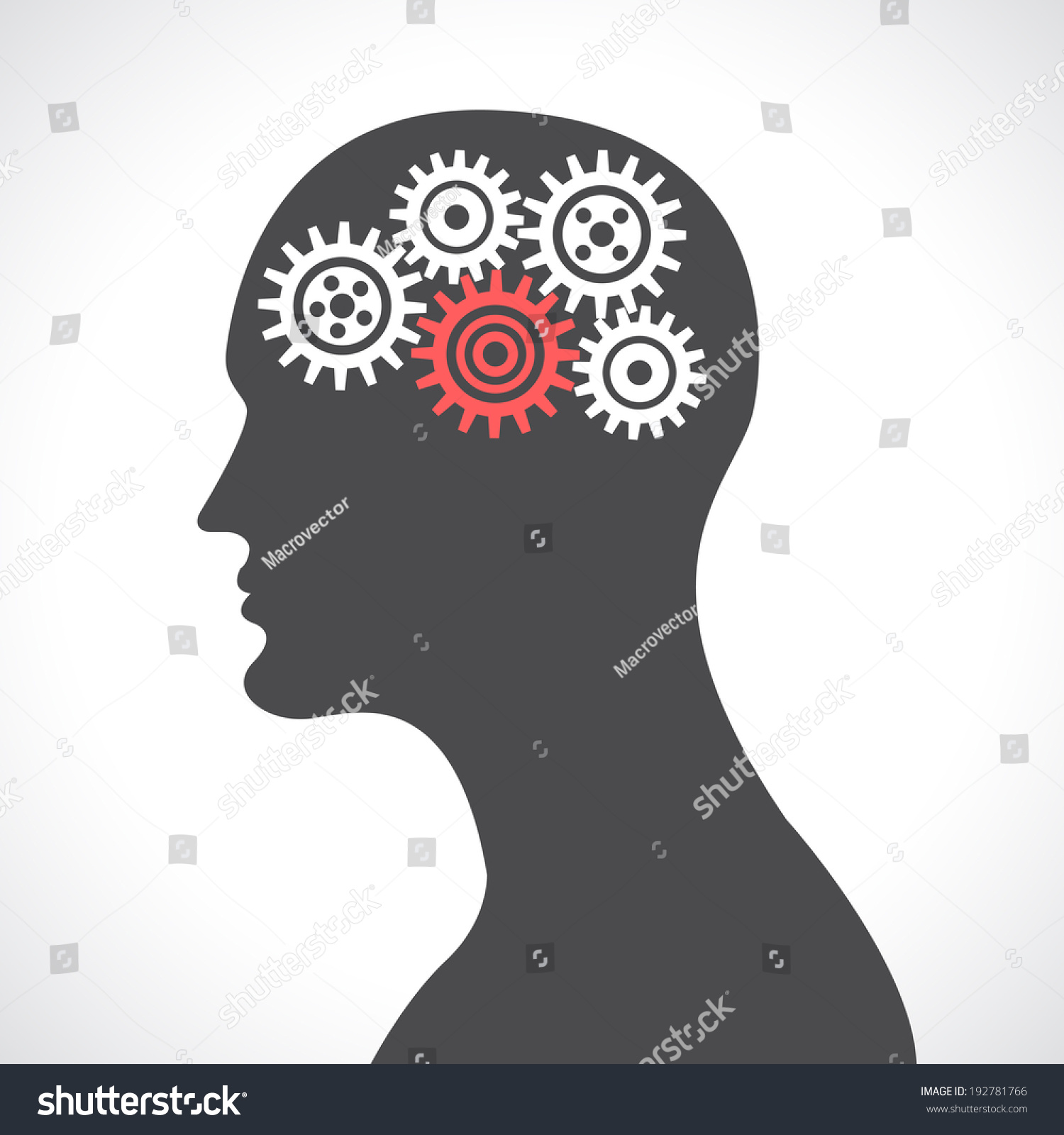 Human Head Silhouette Thinking Gears Cogwheels Stock Illustration 192781766 Human Head Silhouette Thinking Gears Cogwheels Stock Illustration 192781766