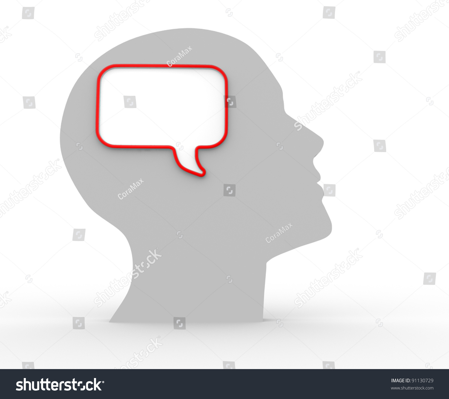 Human Head Empty Bubble 3d Render Stock Illustration 91130729