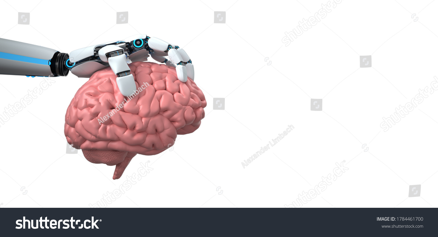 Humanoid Robot Hand Human Brain Isolated Stock Illustration 1784461700 ... Humanoid Robot Hand Human Brain Isolated Stock Illustration 1784461700 ...