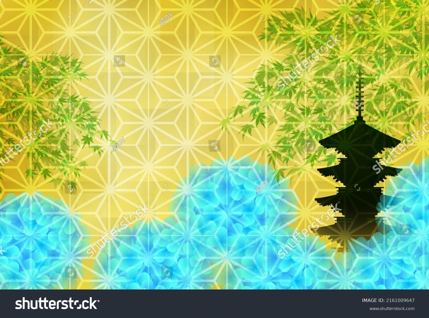 Hydrangea Maple Japanese Pattern Background Stock Illustration ...