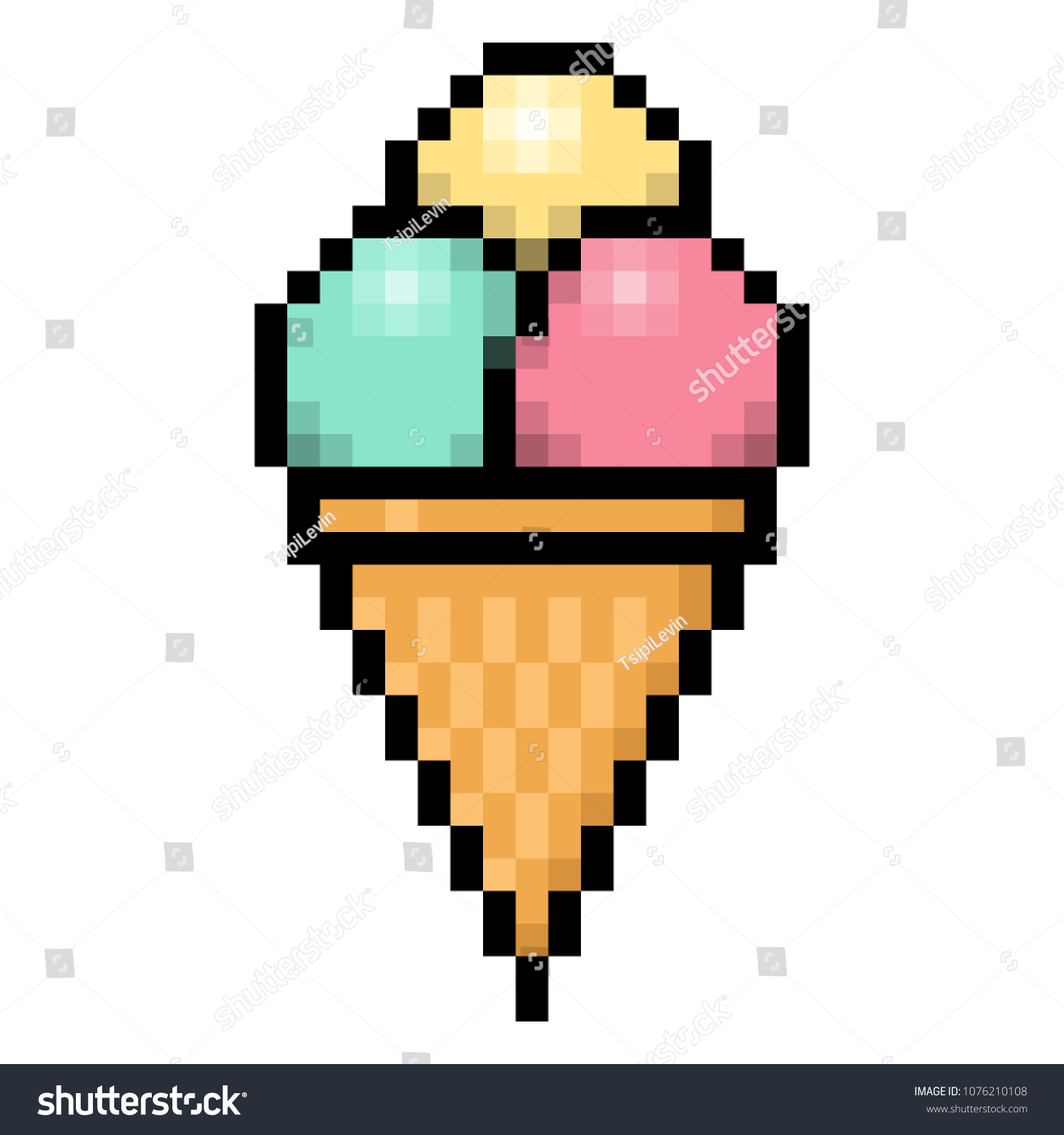 Ice Cream Cone Pixel Art On: ภาพประกอบสต็อก 1076210108 | Shutterstock