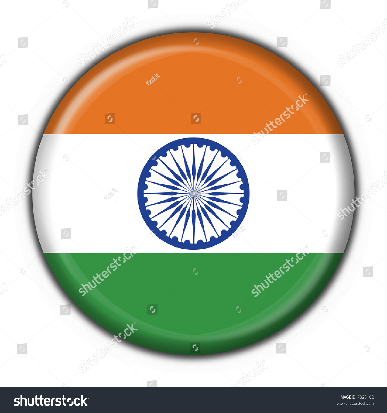 India Button Flag Round Shape Stock Illustration 7828102