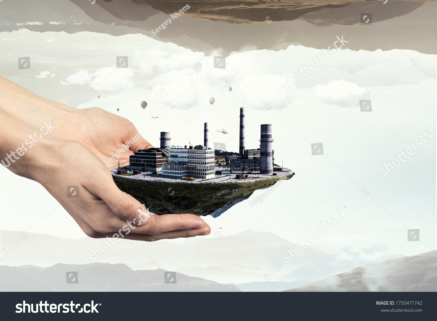 Industrial Landscape Chimneys Floating Stock Photo 1735471742 ... Industrial Landscape Chimneys Floating Stock Photo 1735471742 ...