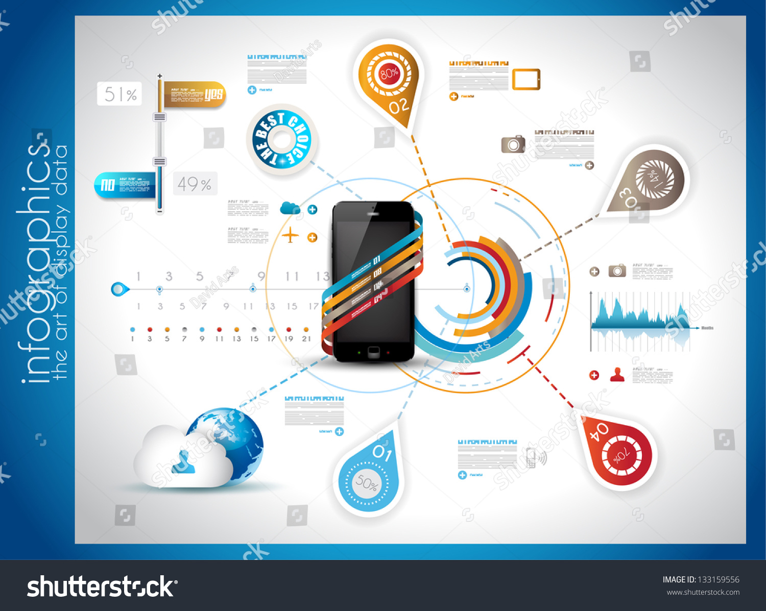 Infographic Template Cloud Computing Data Rapresentation Ilustrações