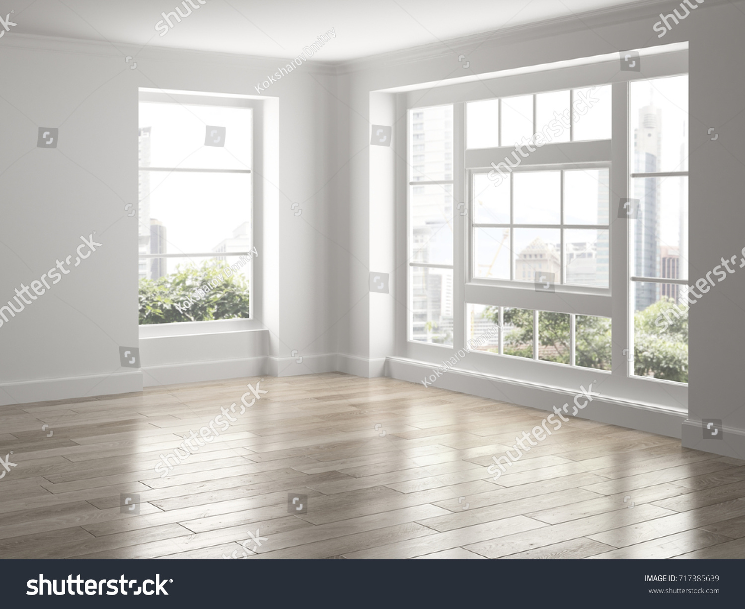 Interior Empty Room 3d Rendering Stock Illustration 717385639 ...