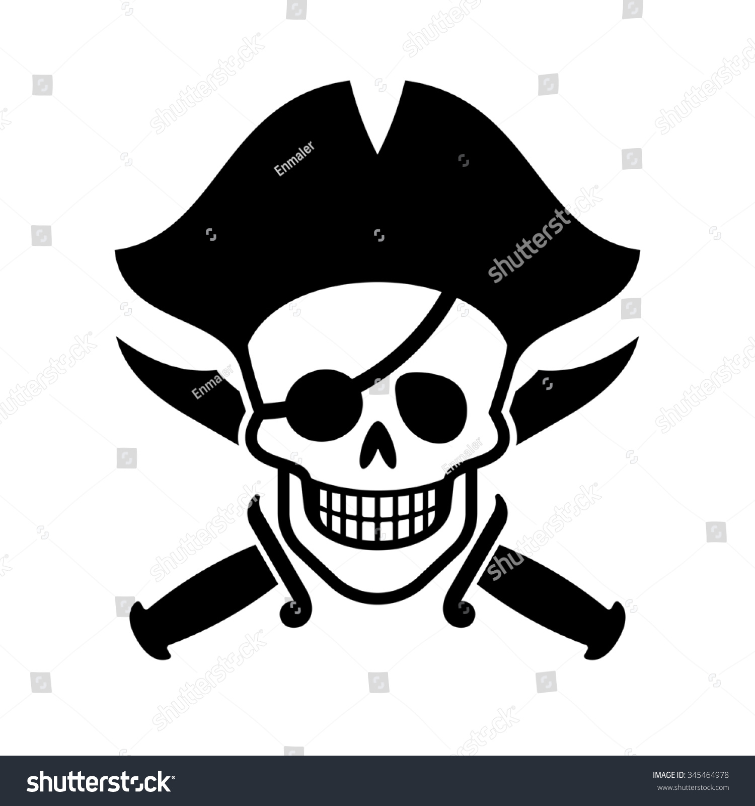 Jolly Roger Human Skull Cross Swords Stock Illustration 345464978