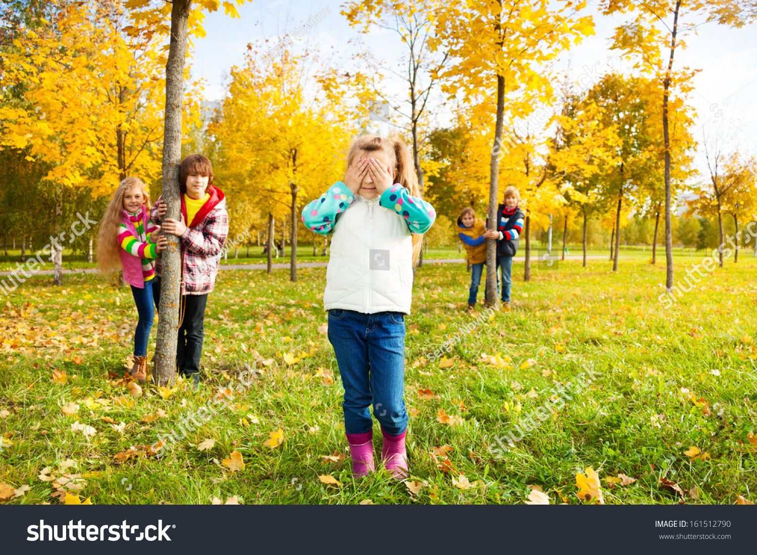 Kids Play Hide Seek Girl Counting Stock Photo (Edit Now) 161512790