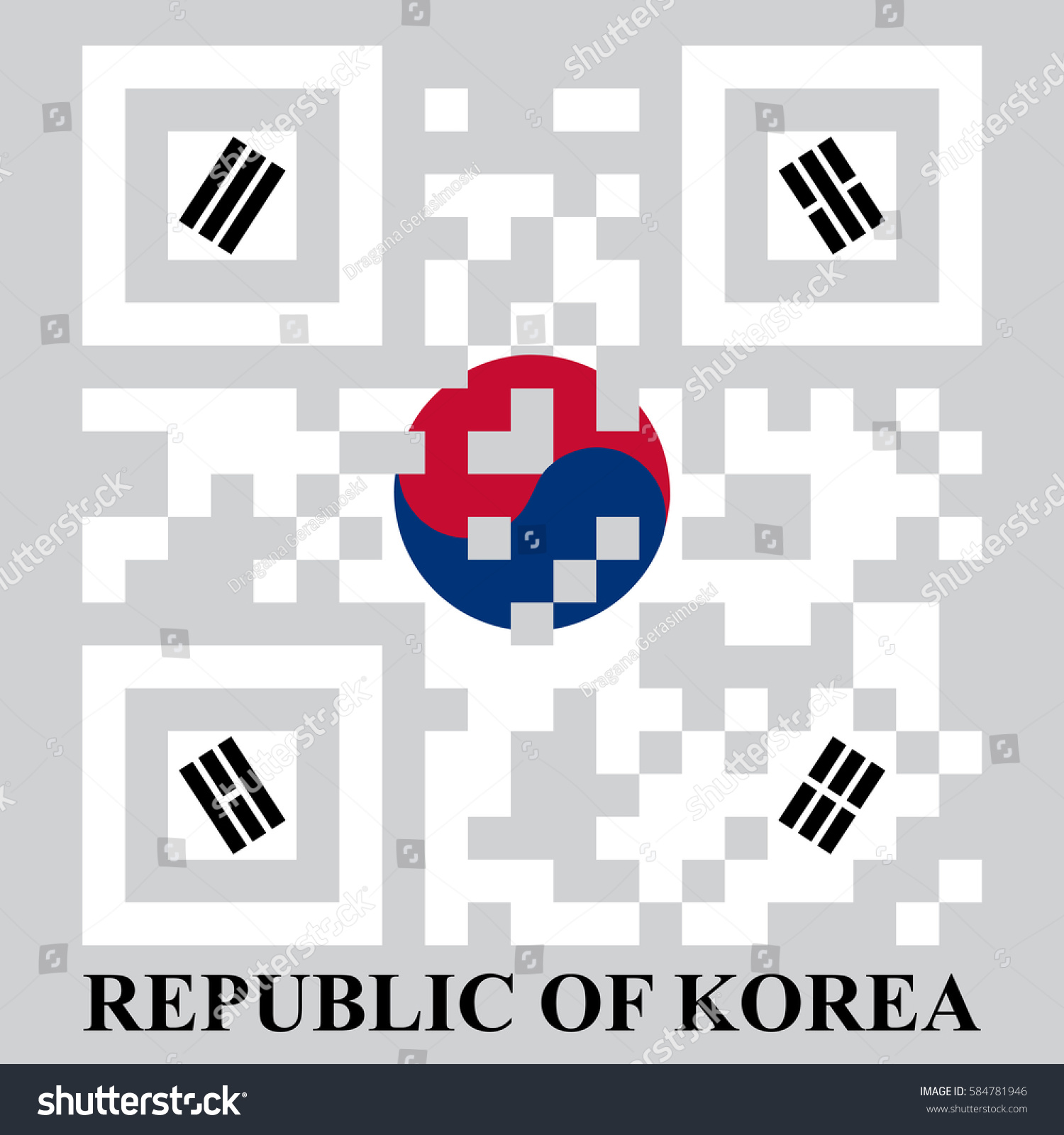 Korean Qr Code Flag 库存插图 584781946 | Shutterstock