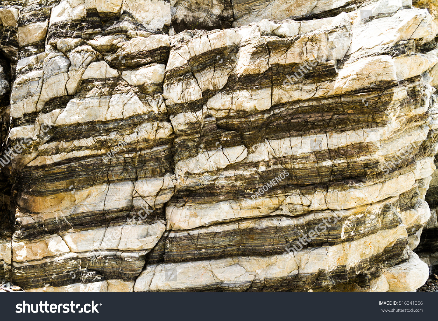 Layered Rock Formation Folds On Mediterranean Stock Photo 516341356 ... Layered Rock Formation Folds On Mediterranean Stock Photo 516341356 ...