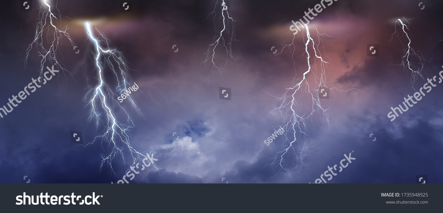 Lightning Thunder Cloud Dark Cloudy Sky Stock Photo 1735948925 ...