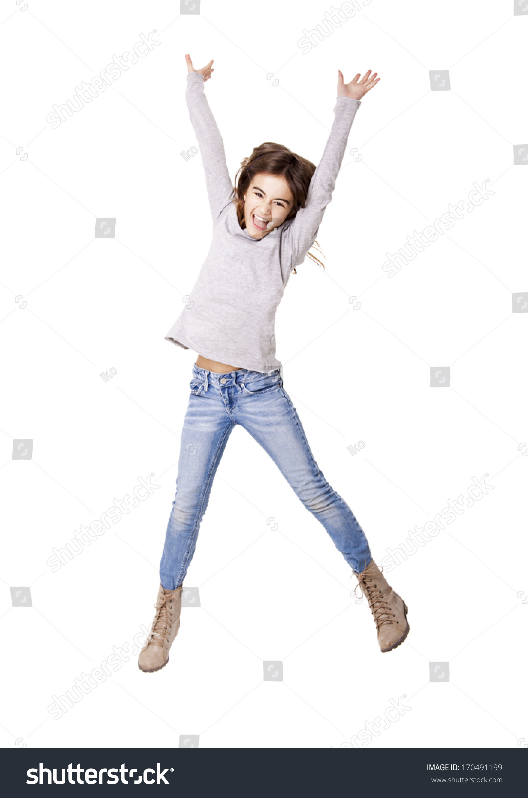 Little Girl Jumping Over White Background Stock Photo (Edit Now ... Little Girl Jumping Over White Background Stock Photo (Edit Now ...