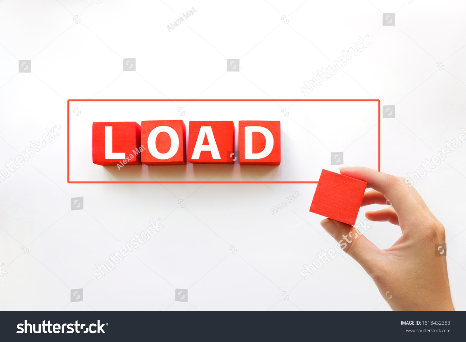 Loading Hand Putting Red Cube Progress Stock Photo 1818432383 ...