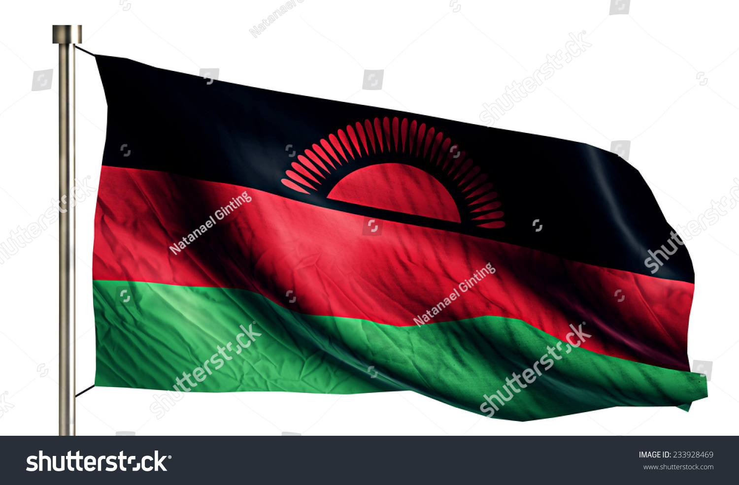 Malawi National Flag Isolated 3d White Stock Illustration 233928469