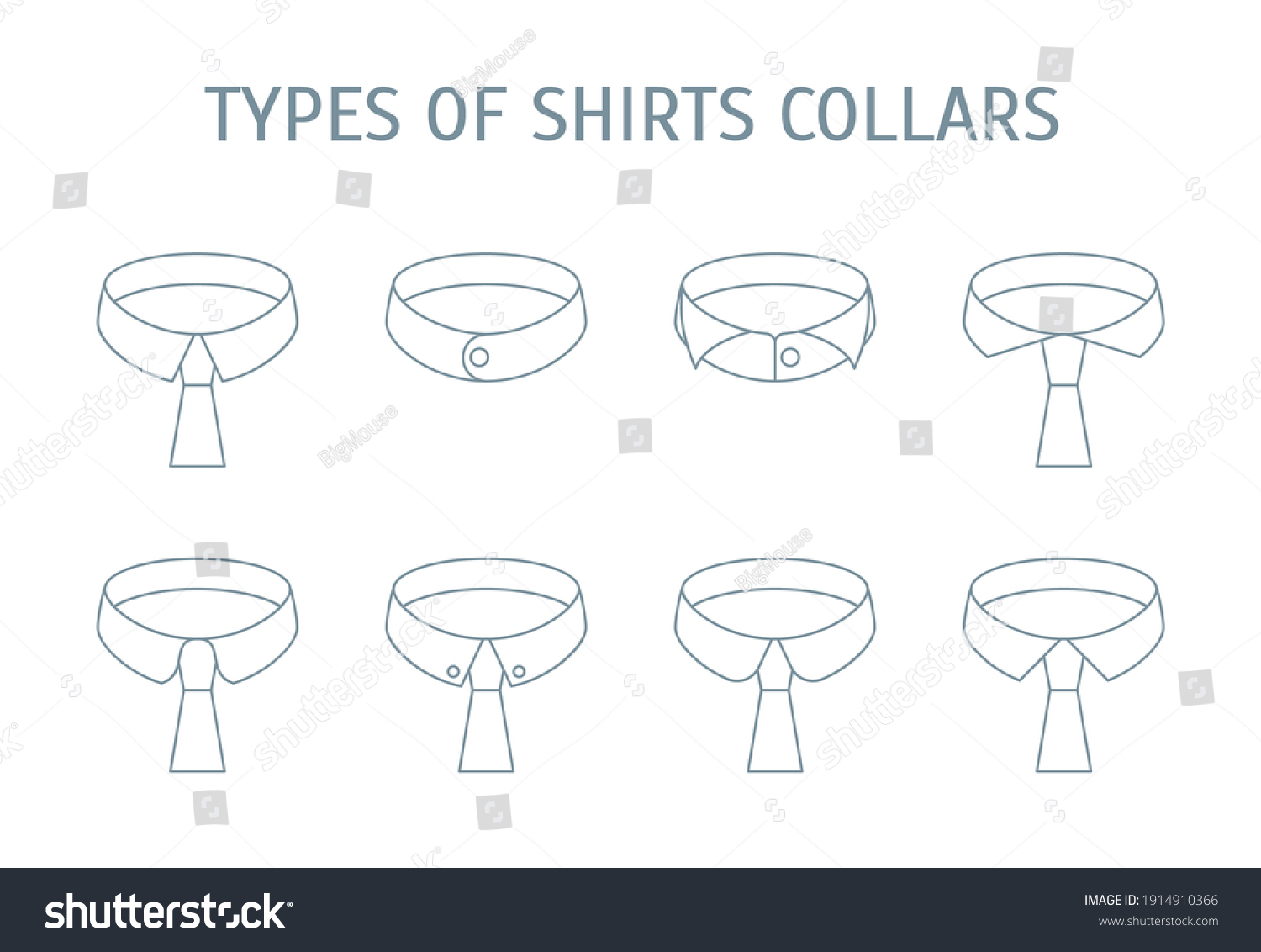 Male Shirt Collars Different Types Icons: ภาพประกอบสต็อก 1914910366 ... Male Shirt Collars Different Types Icons: ภาพประกอบสต็อก 1914910366 ...