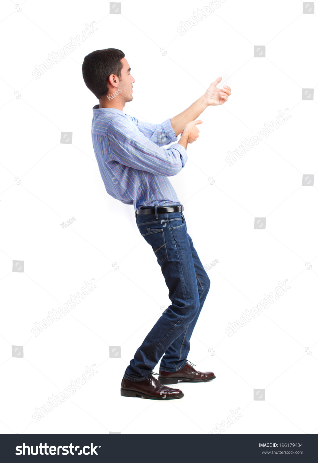 Man Pulling Gesture Stock Photo (Edit Now) 196179434