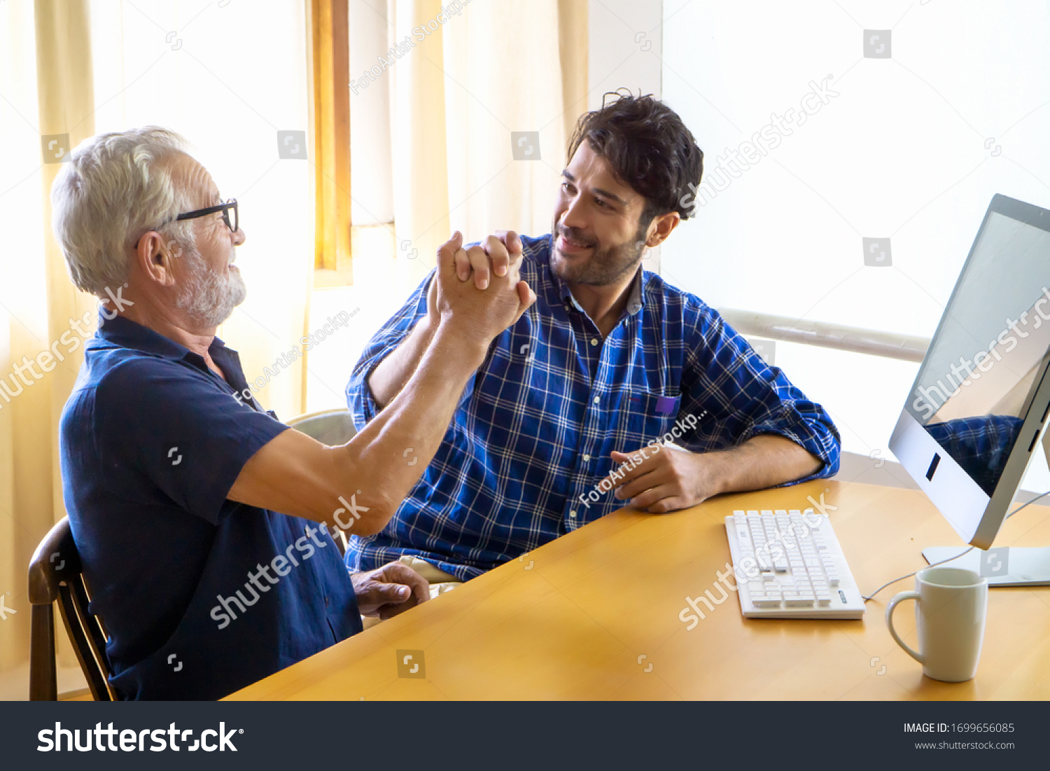 581 Grandpa and grandson computer Images, Stock Photos & Vectors ...