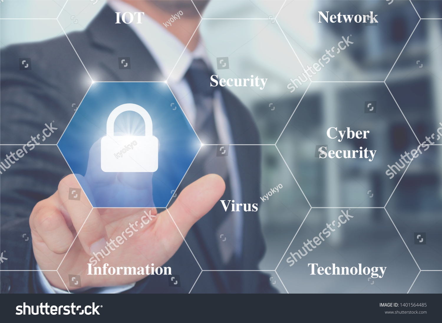 Photo de stock Man Touching Security Lock Button 1401564485 | Shutterstock