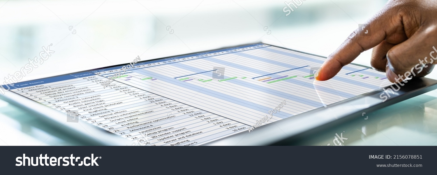 Man Using Gantt Chart Schedule Software Stock Photo 2156078851 ... Man Using Gantt Chart Schedule Software Stock Photo 2156078851 ...