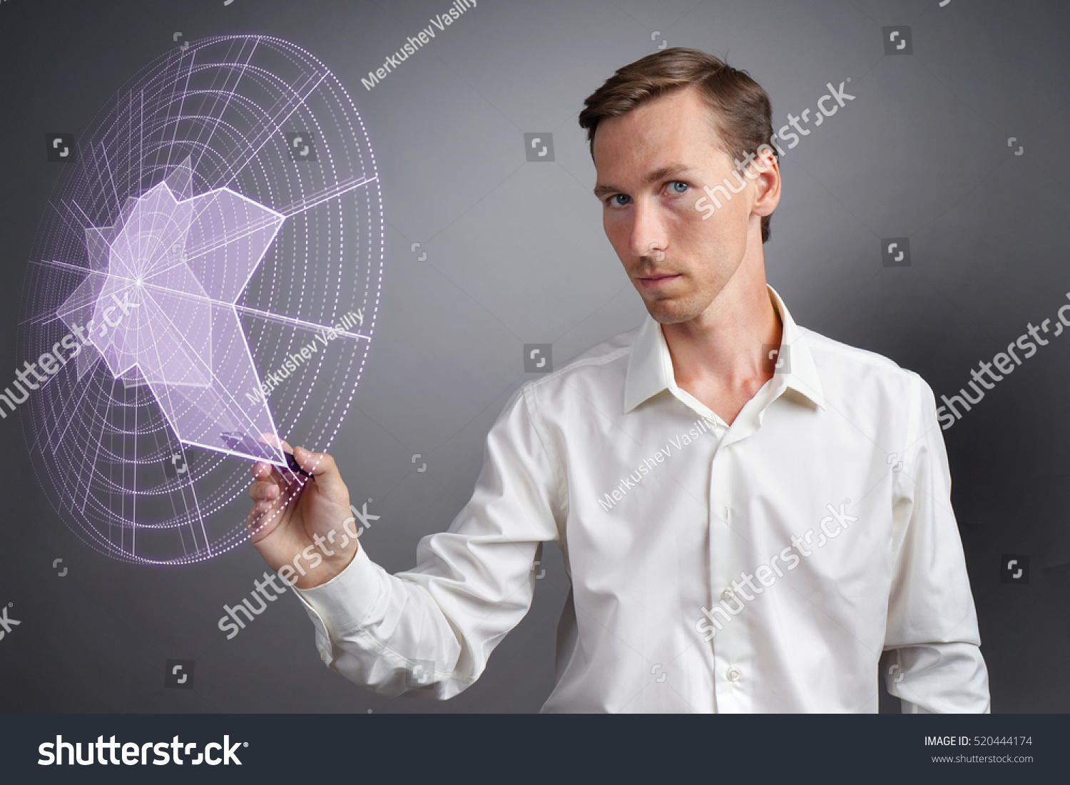 Man Working Interactive Scifi Hud Interface Stock Photo 520444174 ...