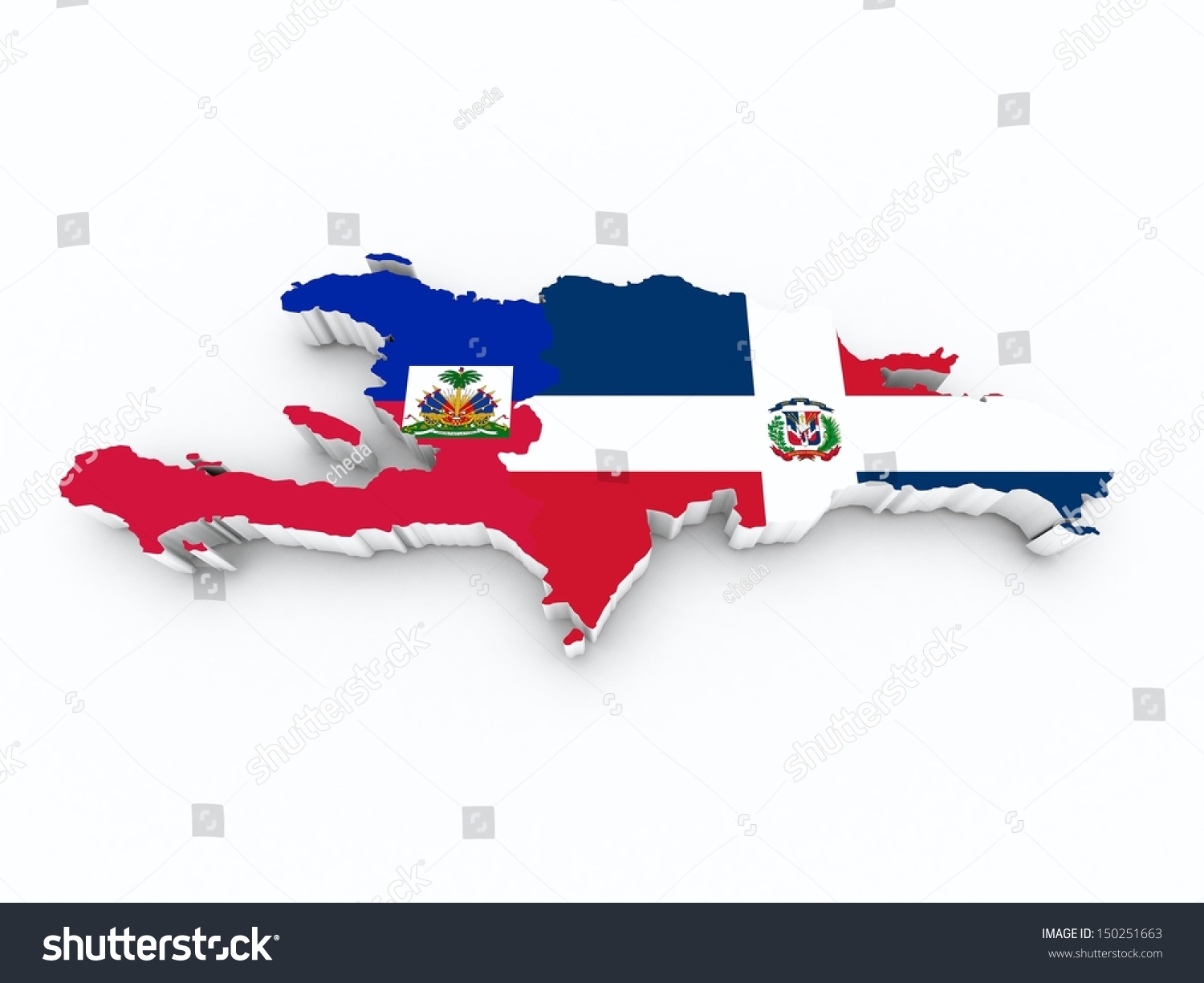 Map Hispaniola On White Isolated Stock Illustration 150251663