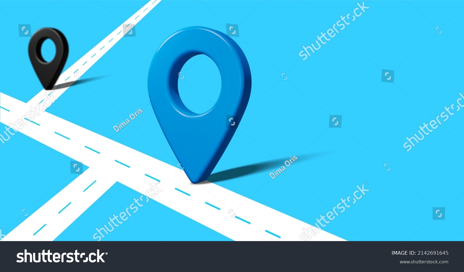 Map Location Pinpointer On Road 3d Stock Illustration 2142691645 ...
