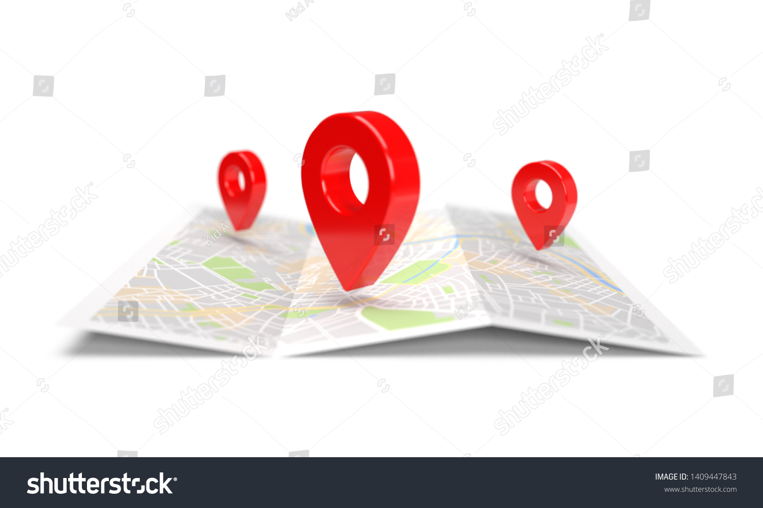 Map Navigation Red Pointers Isolated On Stock Illustration 1409447843