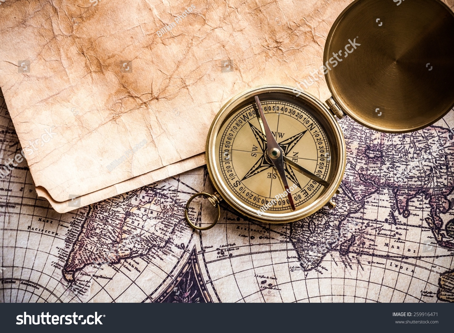 Old Map And Compass