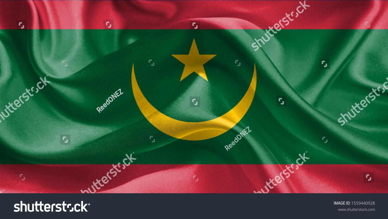 Mauritania Flag Waving Rippled Flags 3d Stock Illustration 1559440928