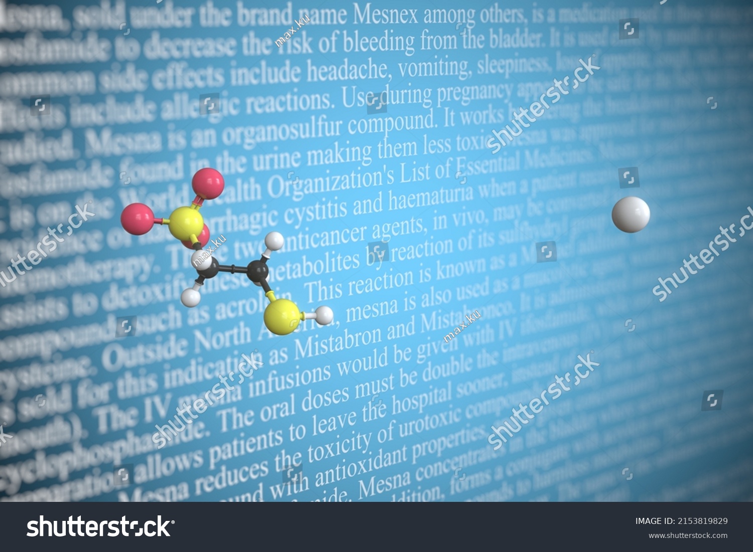 Mesna Scientific Molecular Model 3d Rendering Stock Illustration ...