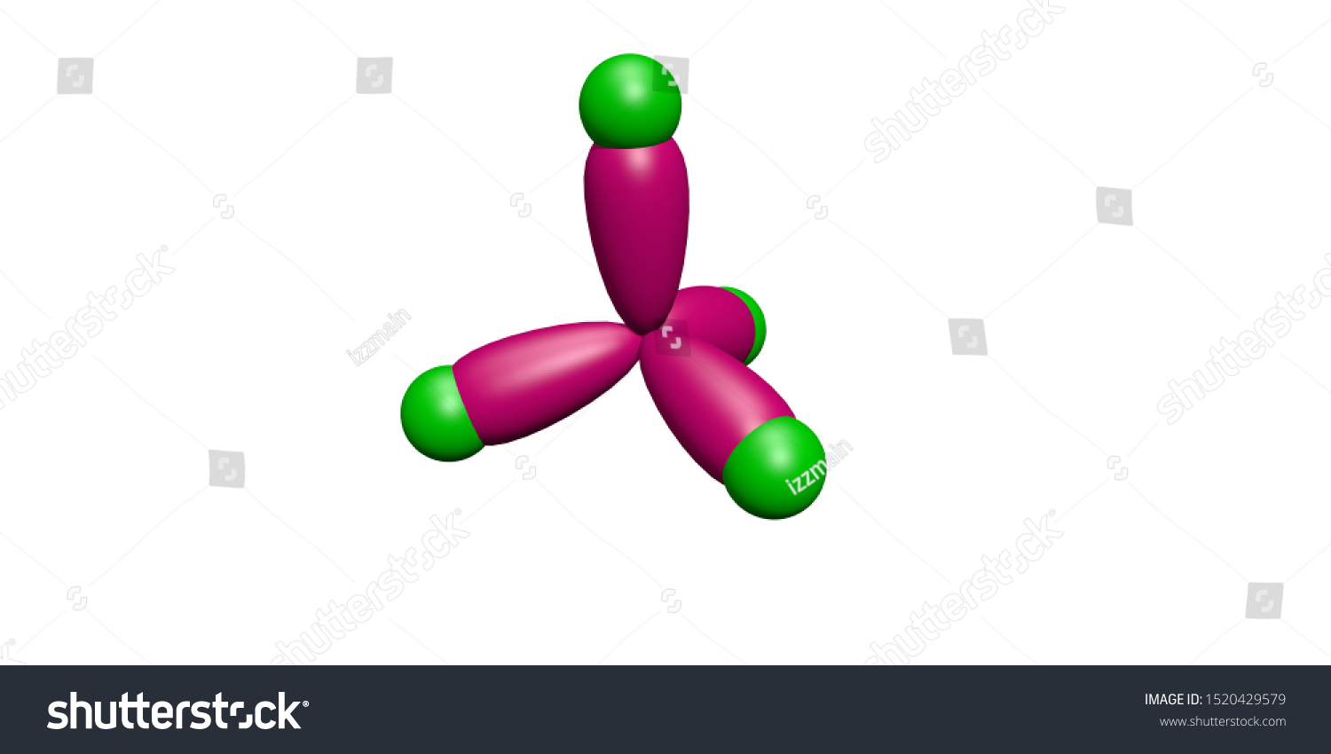 Methane Orbital Overlapping Molecule Structure 3d Ilustrações Stock