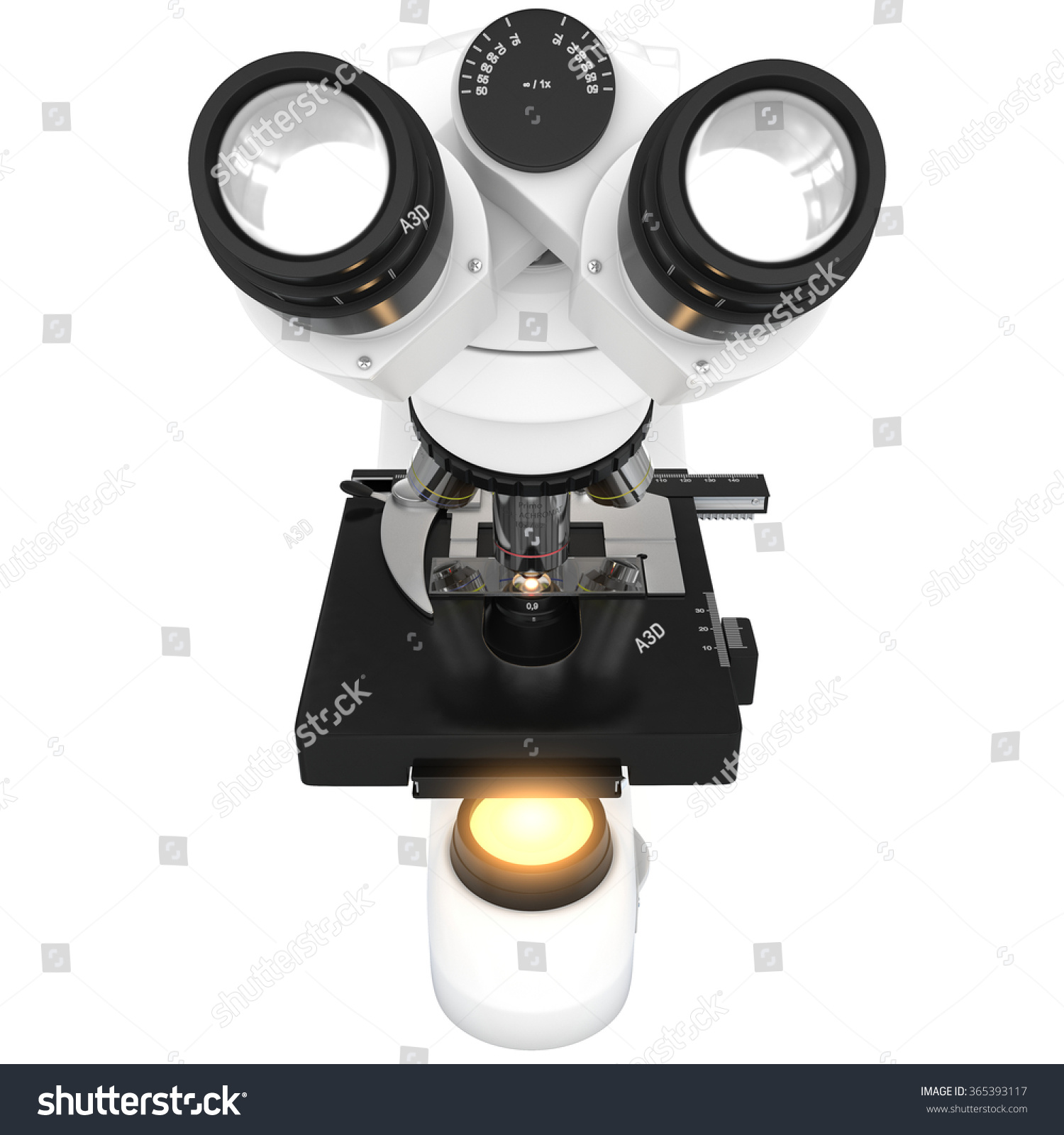 Microscope White Background Stock Photo (Edit Now) 365393117