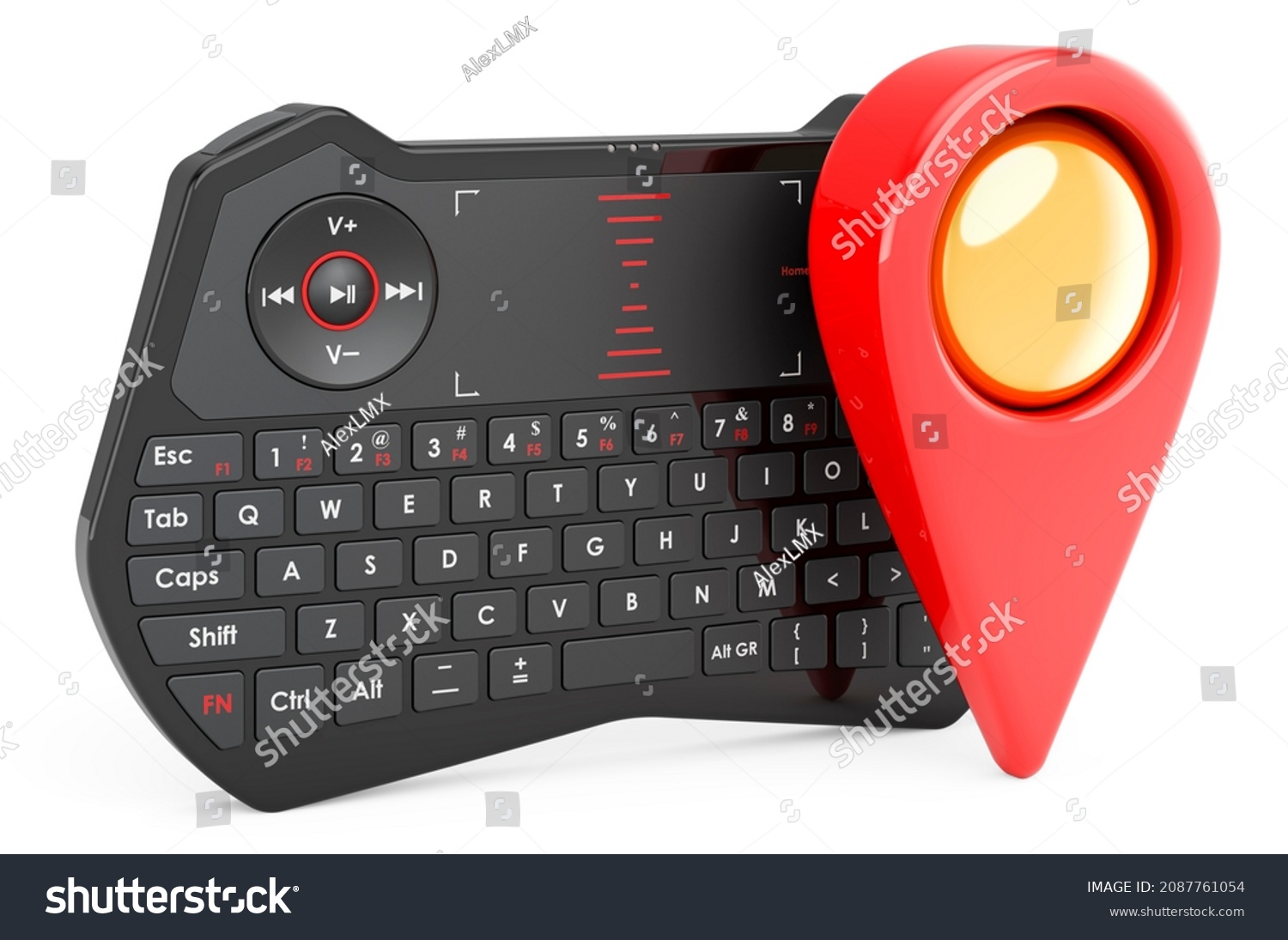 Mini Keyboard Map Pointer 3d Rendering Stock Illustration 2087761054 ...