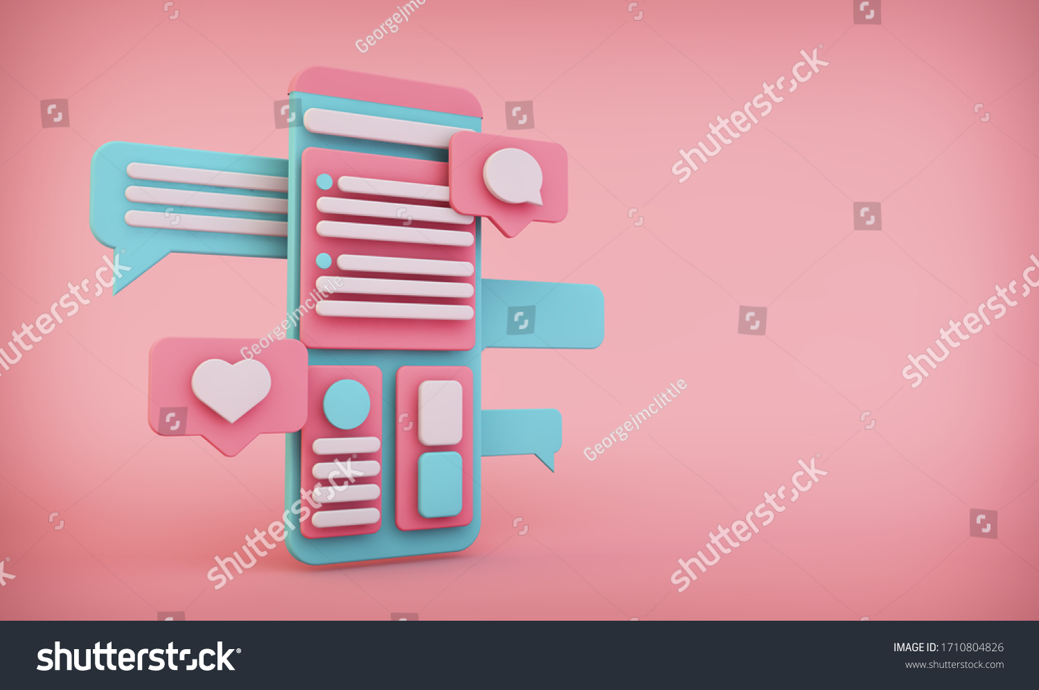 Mobile User Interface Design 3d Rendering Stock Illustration 1710804826 ...