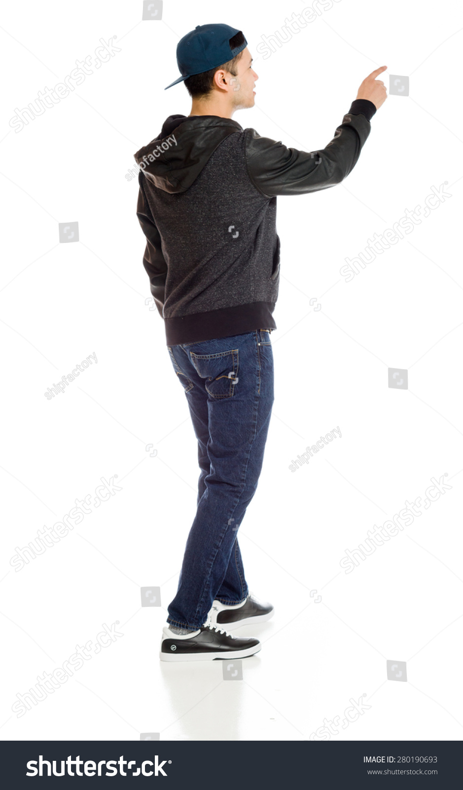 Model Isolated Back Pointing Stock Photo (Edit Now) 280190693