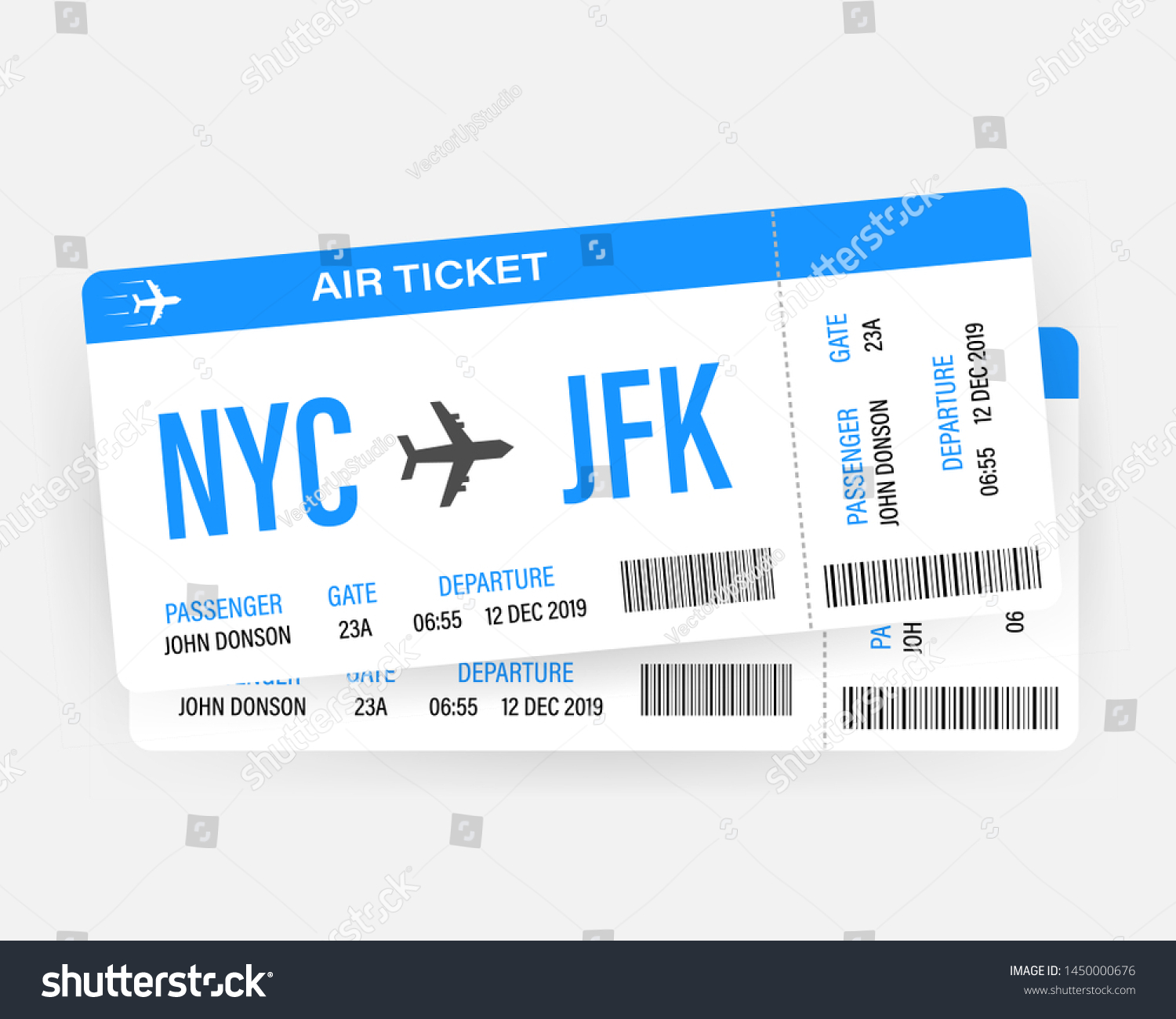 Modern Realistic Airline Ticket Design Flight Stock Illustration 1450000676 Modern Realistic Airline Ticket Design Flight Stock Illustration 1450000676