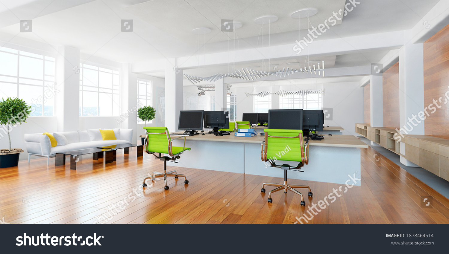 Ilustrasi Stok Modern Office Interior 3d Render 1878464614 | Shutterstock