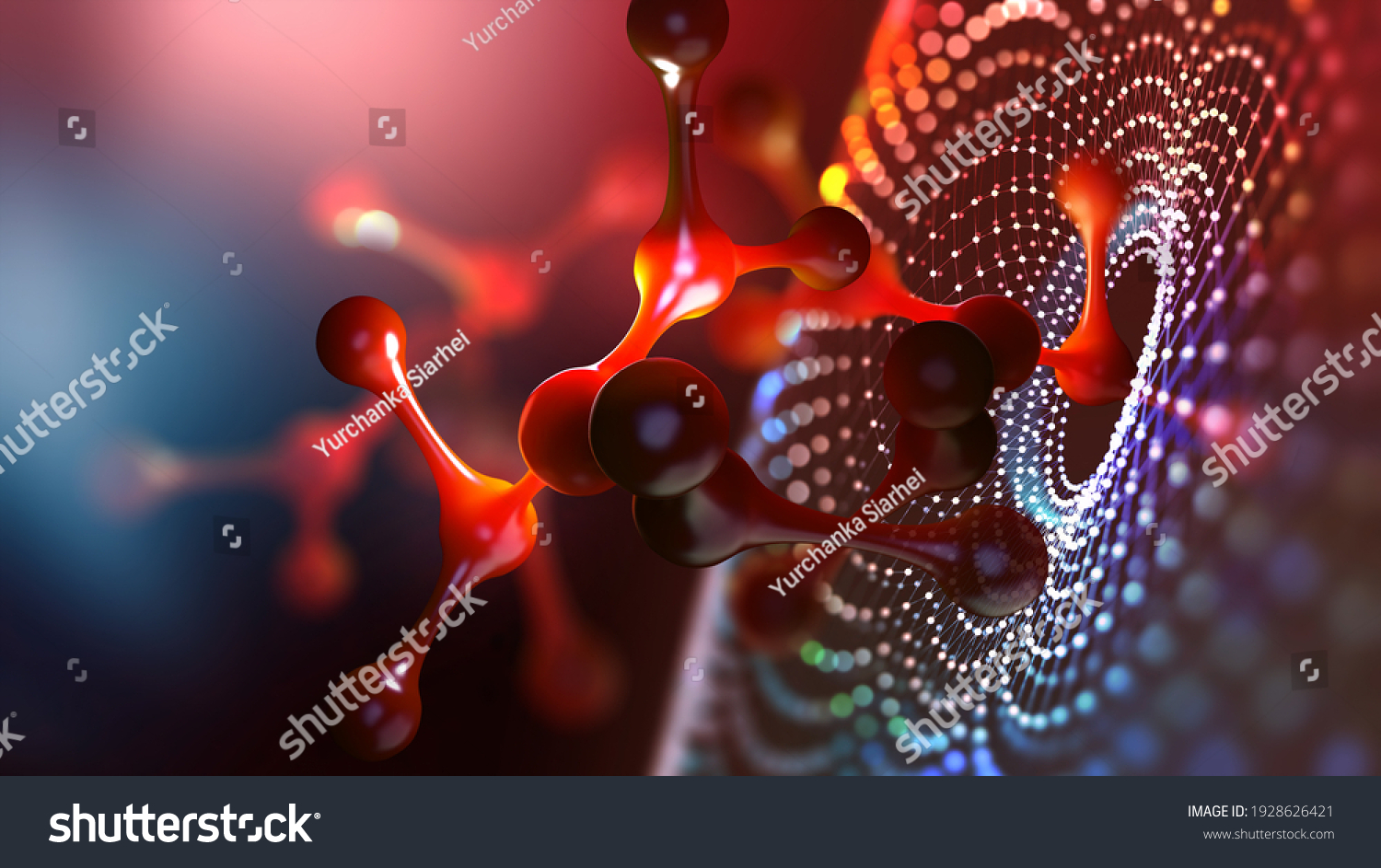 Molecule 3d Illustration Computer Simulation Laboratory Stock ...