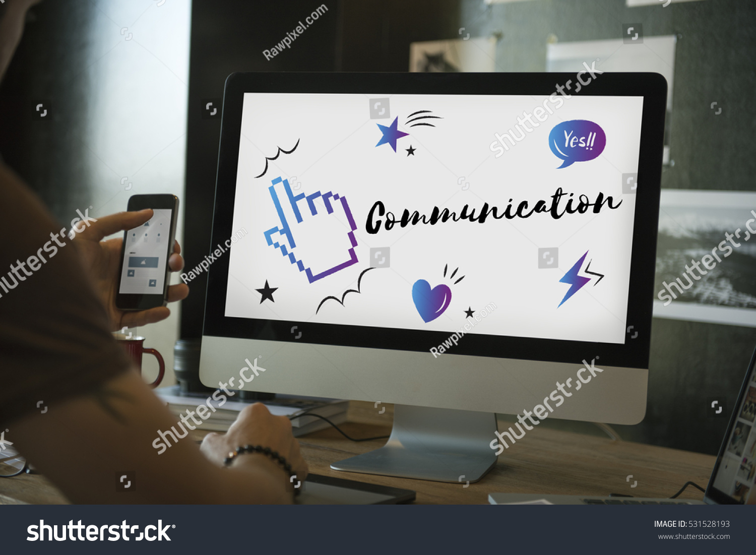Mouse Pointer Hand Icon Technology Concept Stock Photo 531528193 ...
