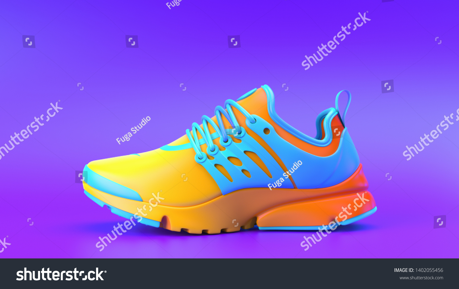 Multicolored Shoe On Gradient Background 3d Stock Illustration ...