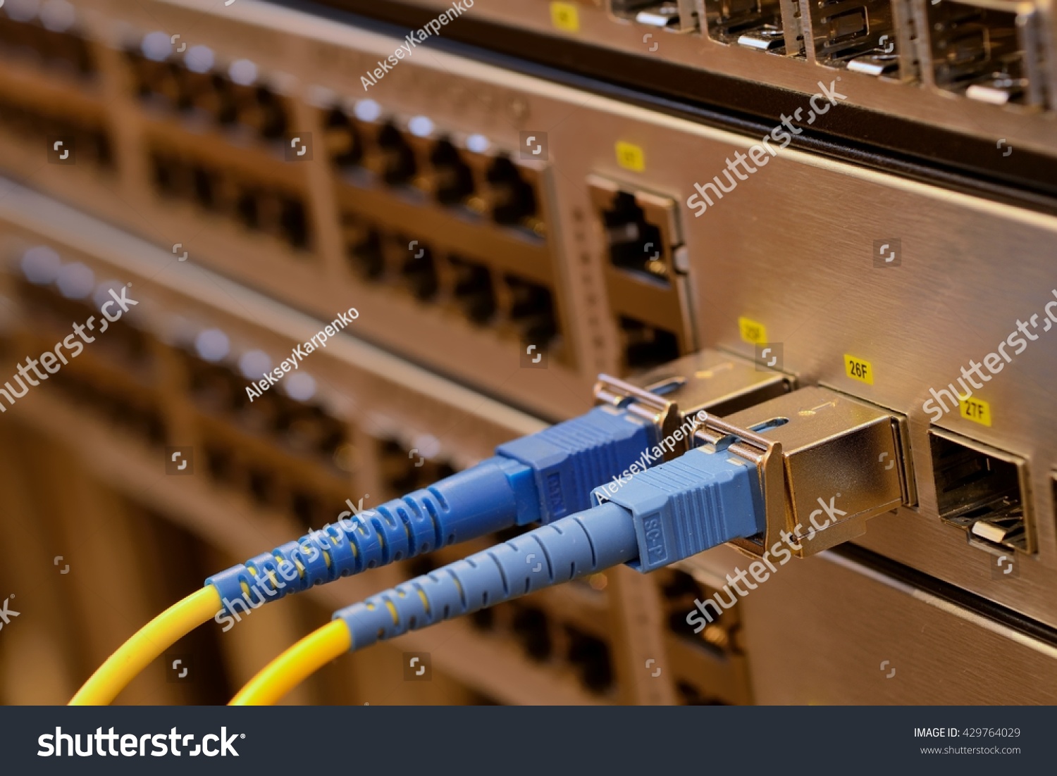 Network Switch Fiber Optic Interface Connection Stock Photo 429764029 ...