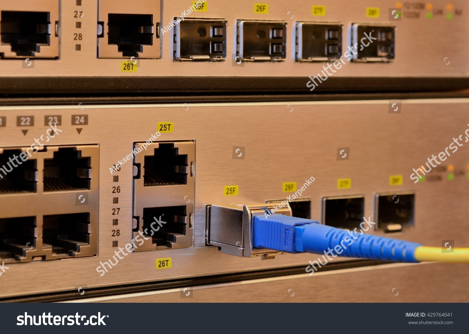 Network Switch Fiber Optic Interface Connection Stock Photo 429764041 ...