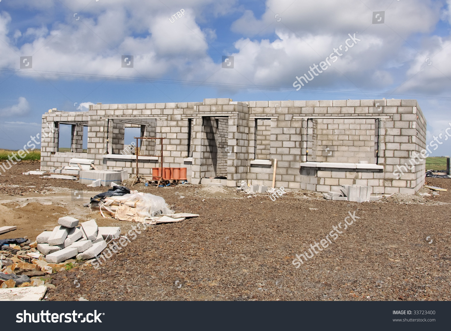 New Build Concrete Stone House Construction Stock Photo (Edit Now) 33723400 New Build Concrete Stone House Construction Stock Photo (Edit Now) 33723400