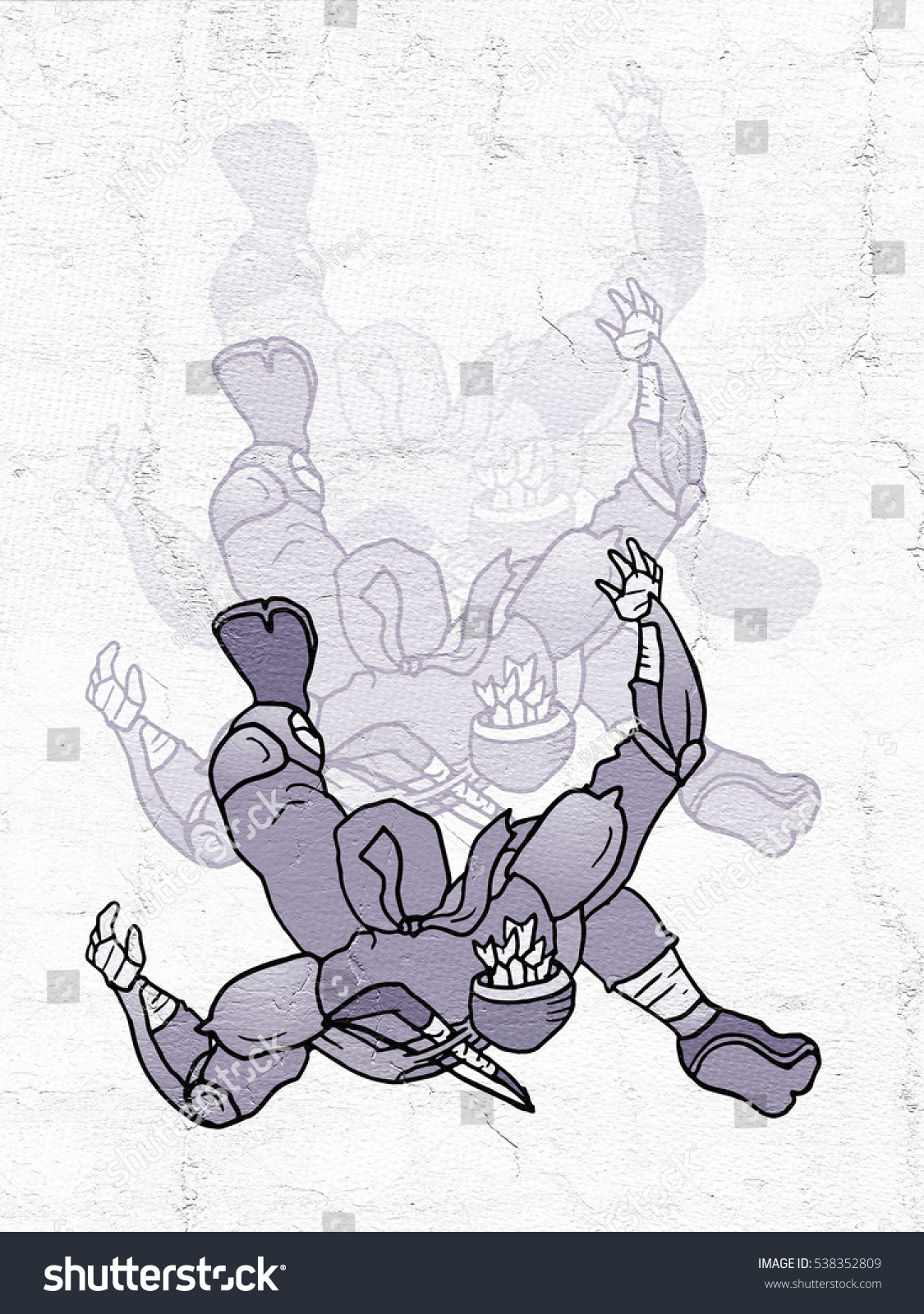 Ninja Falling Stock Illustration 538352809
