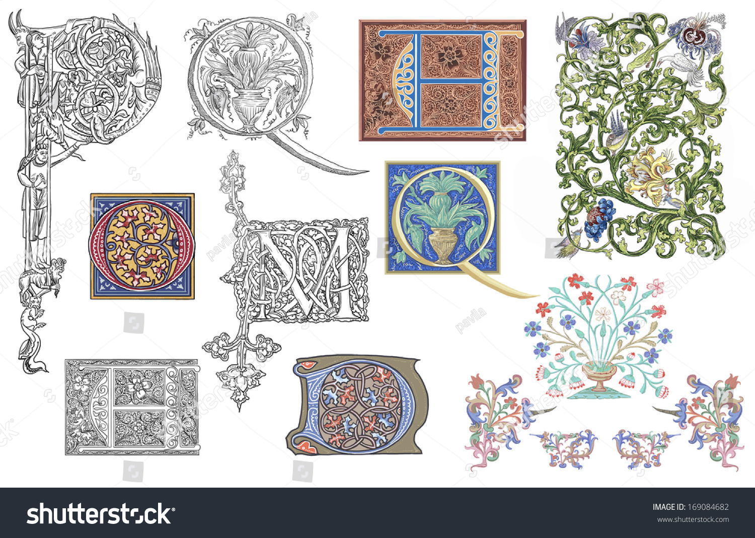 Old Initials Set Stock Illustration 169084682